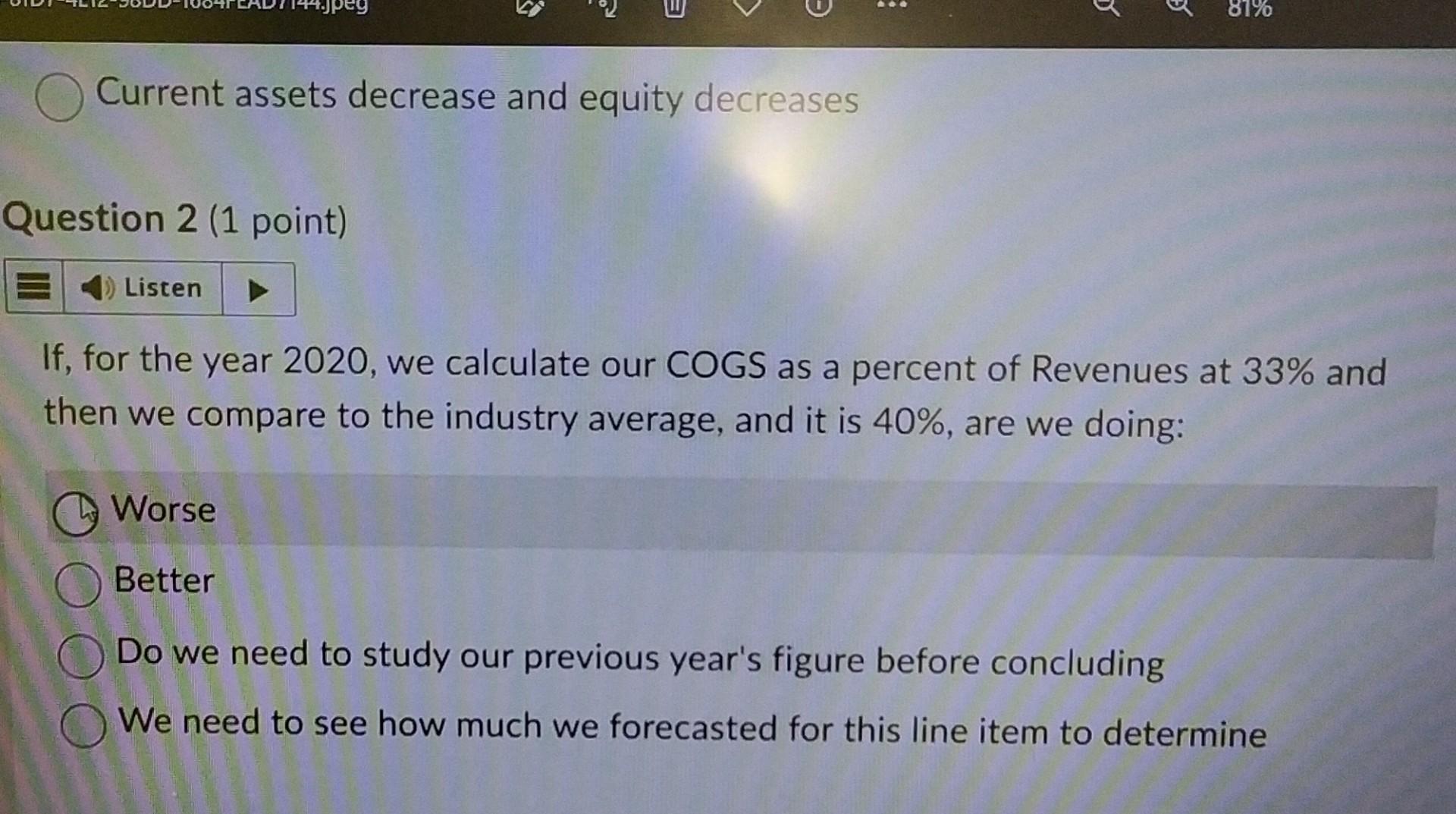 Solved Current assets decrease and equity decreases luestion | Chegg.com