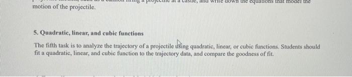 Solved motion of the projectile. 5. Quadratic, linear, and | Chegg.com