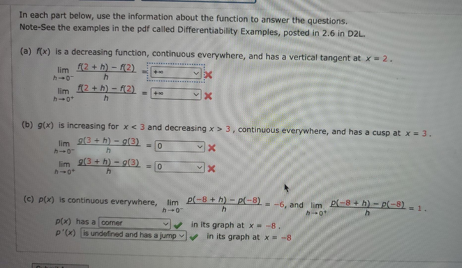 In each part below, use the information about the | Chegg.com
