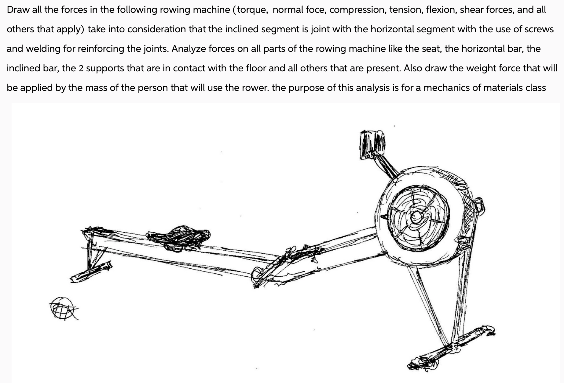 Solved Draw all the forces in the following rowing machine | Chegg.com
