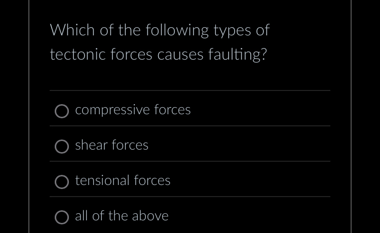 Solved Which of the following types of tectonic forces | Chegg.com