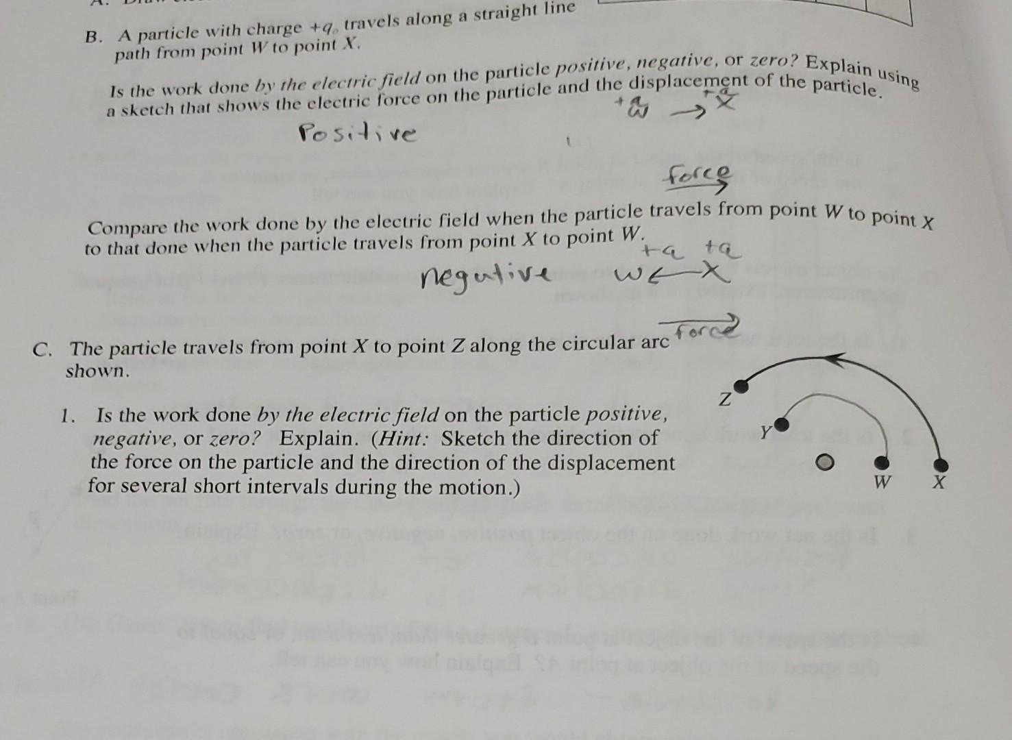 Solved B. A particle with charge +q, travels along a | Chegg.com