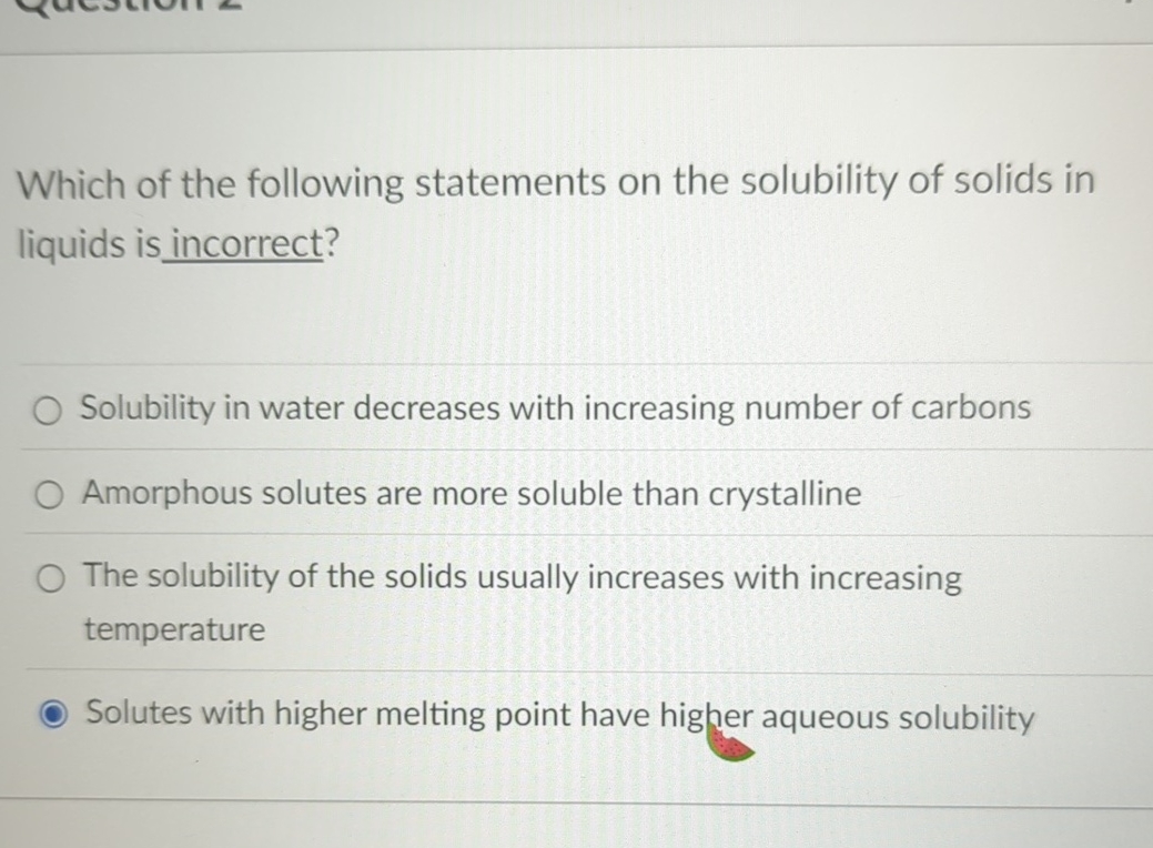 Solved Which of the following statements on the solubility | Chegg.com
