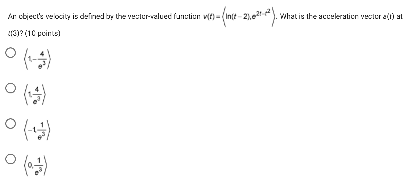 Solved An object's velocity is defined by the vector-valued | Chegg.com