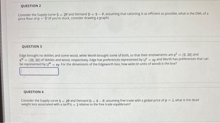 Solved Consider the Supply curve S=2P and Demand D=9−P, | Chegg.com