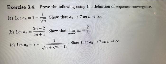 Solved Exercise 3.4. Prove the following using the | Chegg.com