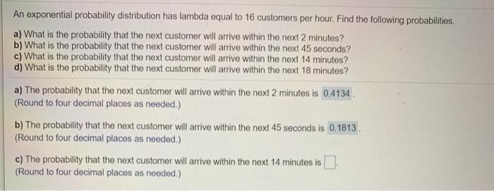 Solved An exponential probability distribution has lambda | Chegg.com