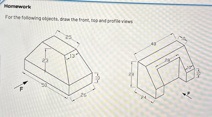 Solved For the following objects, draw the front, top and | Chegg.com