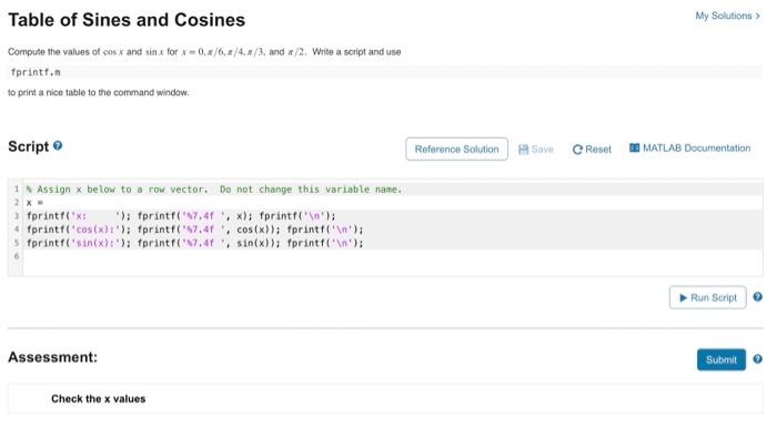 Solved Table of Sines and Cosines Compute the values of cos | Chegg.com