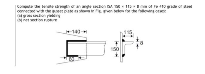 Solved Compute the tensile strength of an angle section ISA | Chegg.com