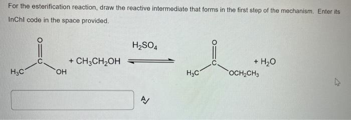 Solved For the esterification reaction, draw the reactive | Chegg.com