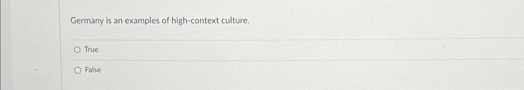 Solved Germany is an examples of high-context | Chegg.com