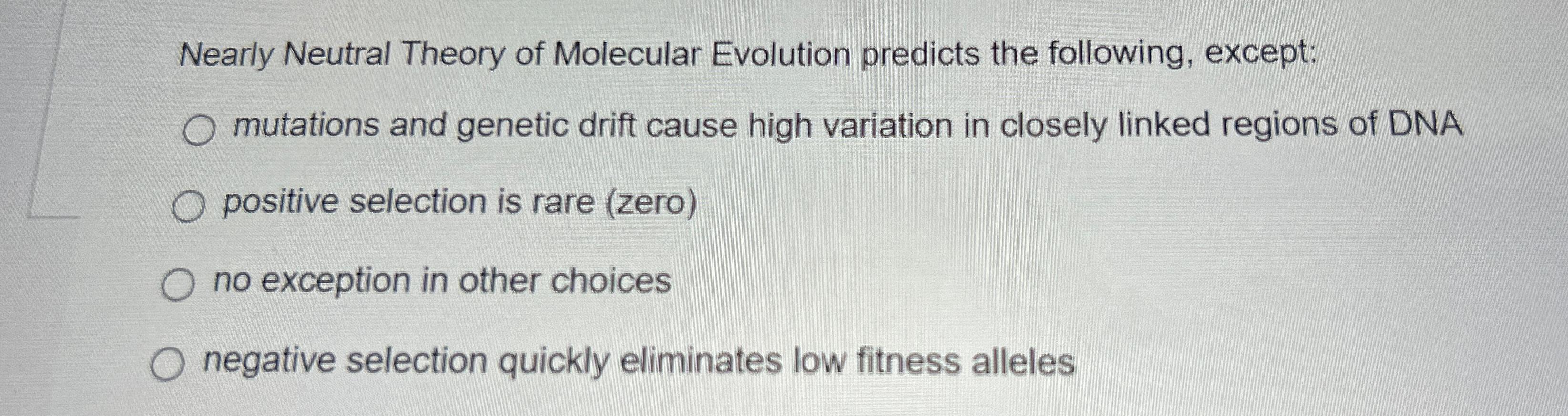 Solved Nearly Neutral Theory of Molecular Evolution predicts | Chegg.com
