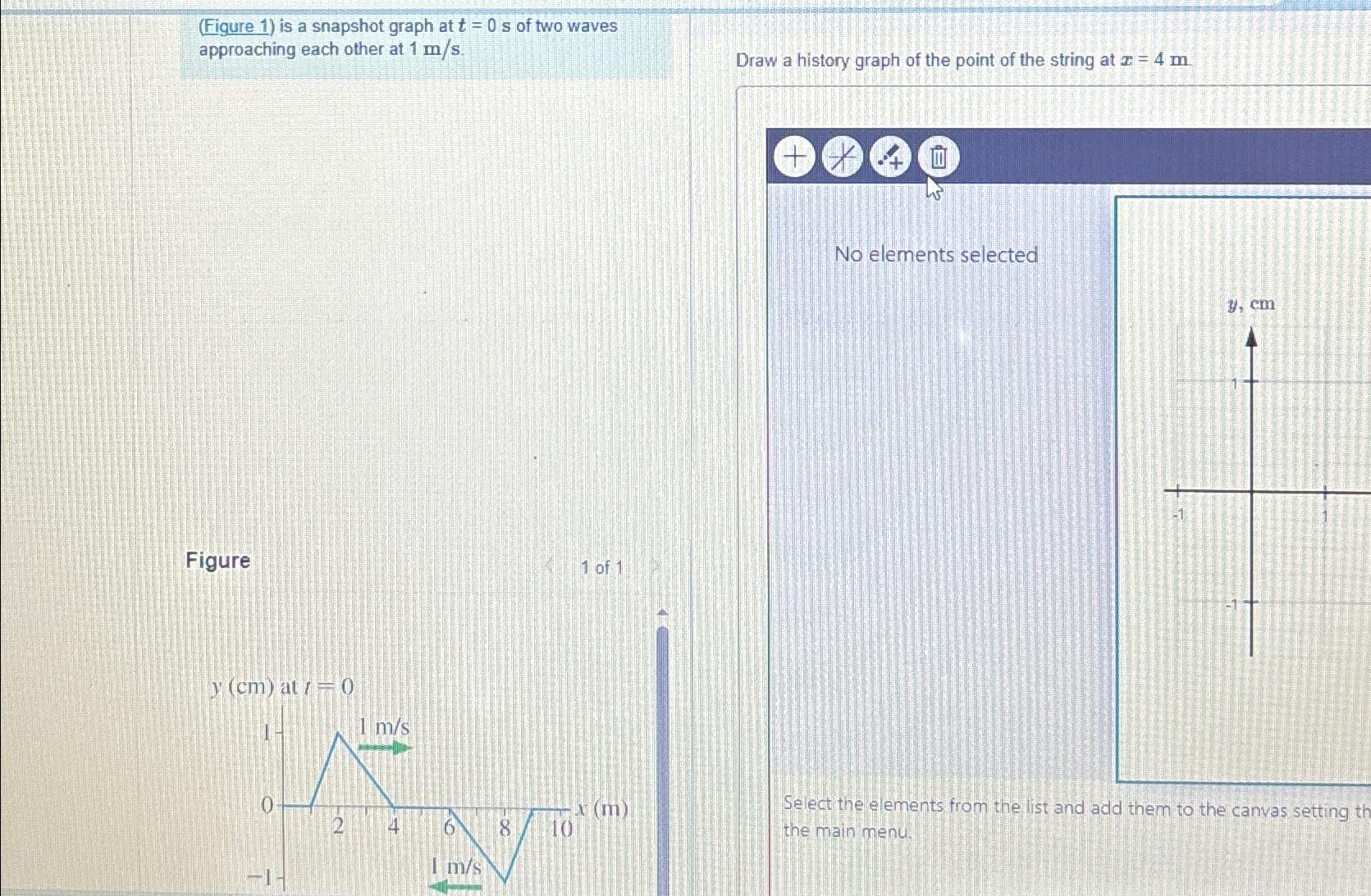 Solved (Figure 1) ﻿is a snapshot graph at t=0s ﻿of two waves | Chegg.com