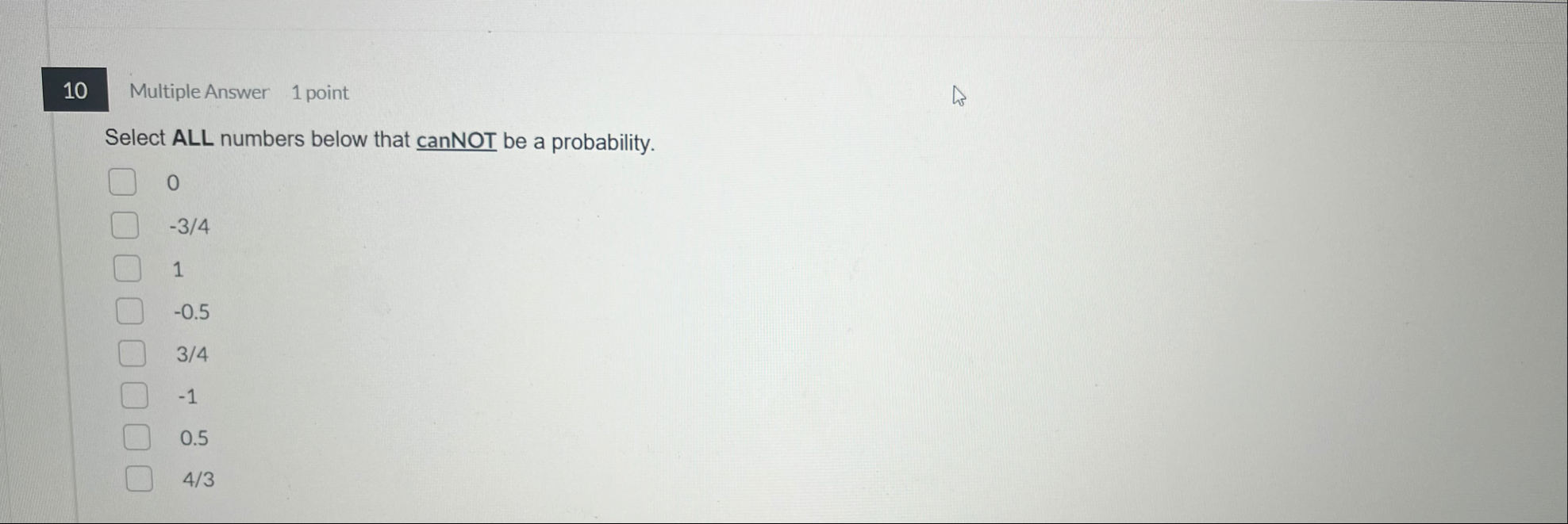 Solved 10Multiple Answer 1 ﻿pointSelect ALL numbers below | Chegg.com