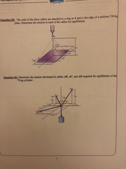 Solved Question 01: Determine the force in each cord for | Chegg.com