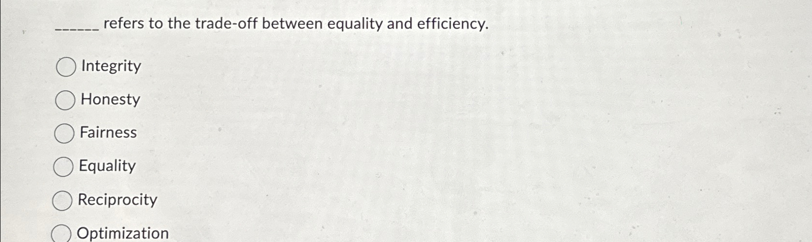 Solved refers to the trade-off between equality and | Chegg.com