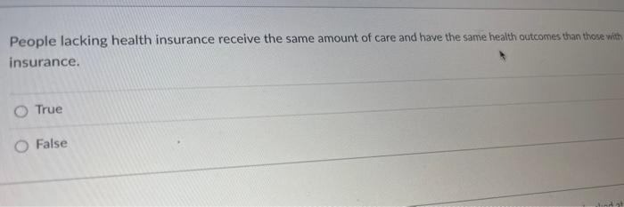 Solved People lacking health insurance receive the same | Chegg.com
