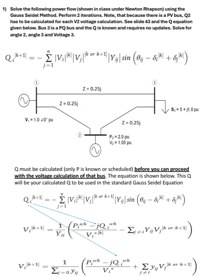 Solved Solve the following power flow (shown in class under | Chegg.com