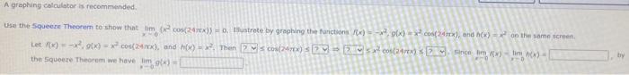 Solved A graphing calculator is recommended Use the Squeeze | Chegg.com