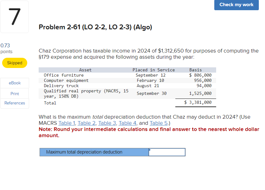 Solved Problem 2-61 (LO 2-2, ﻿LO 2-3) (Algo)ReferencesChaz | Chegg.com