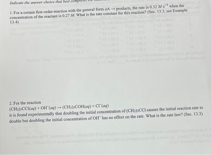 1. For a certain first-order reaction with the | Chegg.com