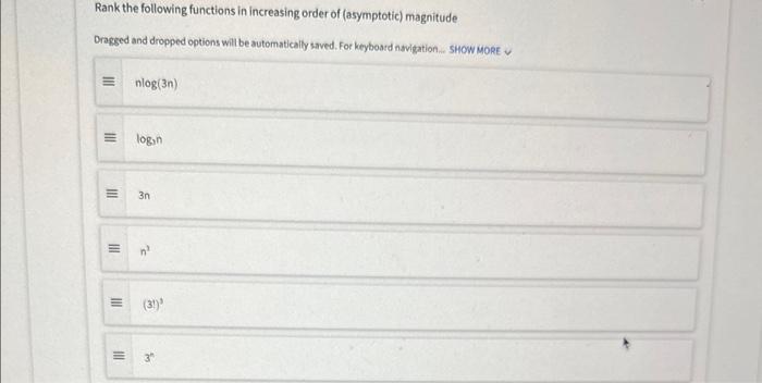 Solved Rank the following functions in increasing order of | Chegg.com