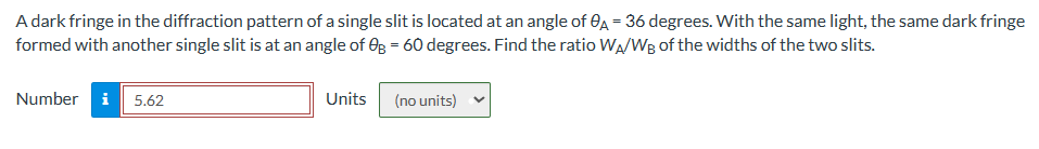 Solved A dark fringe in the diffraction pattern of a single | Chegg.com