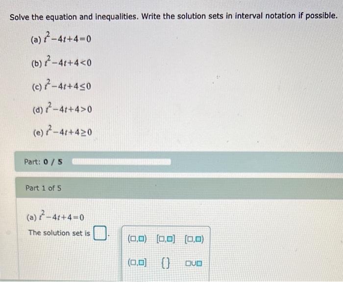 Solved Solve the equation and inequalities. Write the | Chegg.com