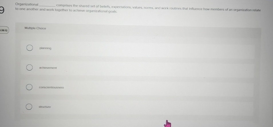 Solved Organizationa ﻿comprises the shared set of beliefs, | Chegg.com