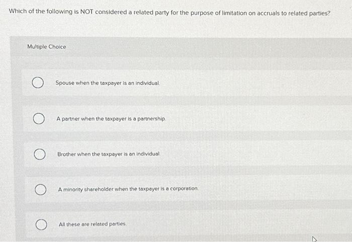 Solved Which of the following is NOT considered a related | Chegg.com