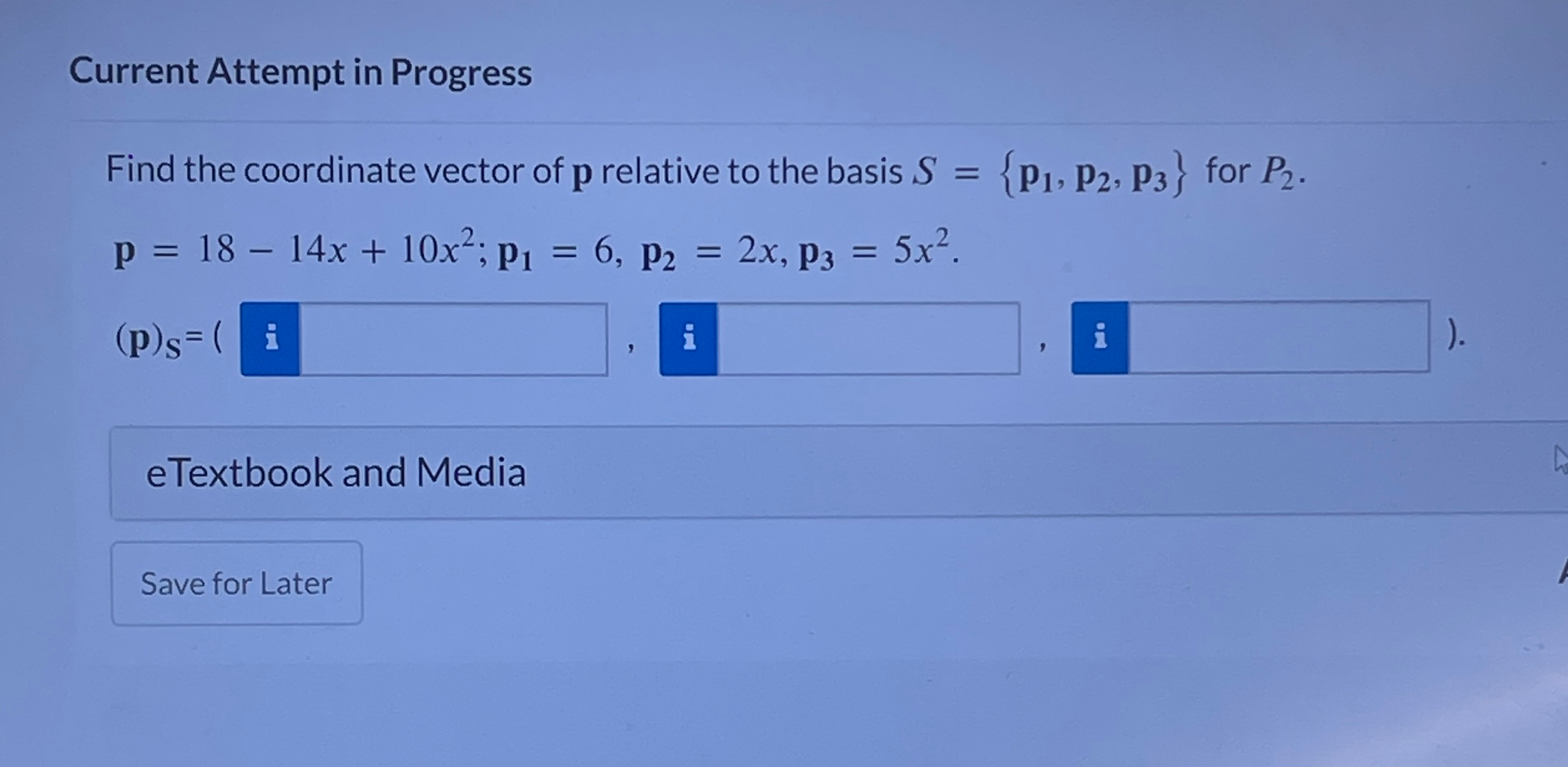 Solved Current Attempt in ProgressFind the coordinate vector | Chegg.com