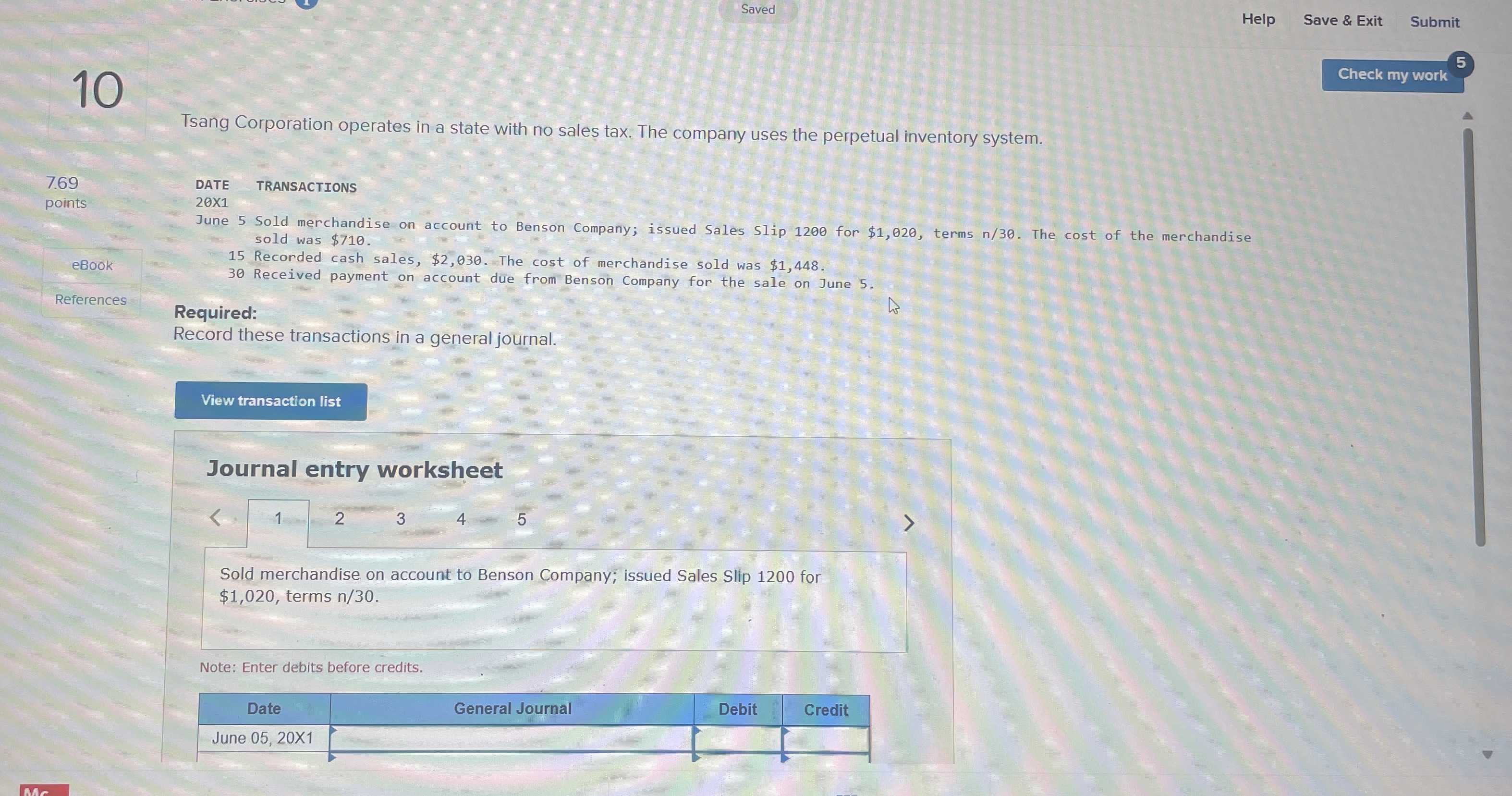 Solved SavedHelpSave & ExitSubmit10Tsang Corporation | Chegg.com