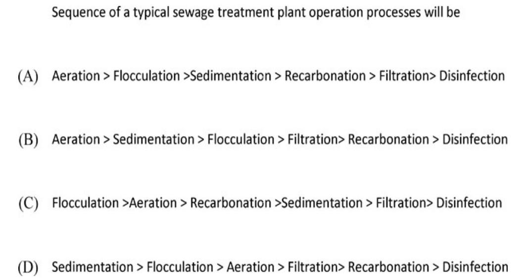 Solved Sequence of a typical sewage treatment plant | Chegg.com