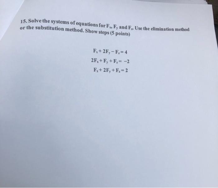 Solved 15. Solve the systems of equations for F., F, and F. | Chegg.com