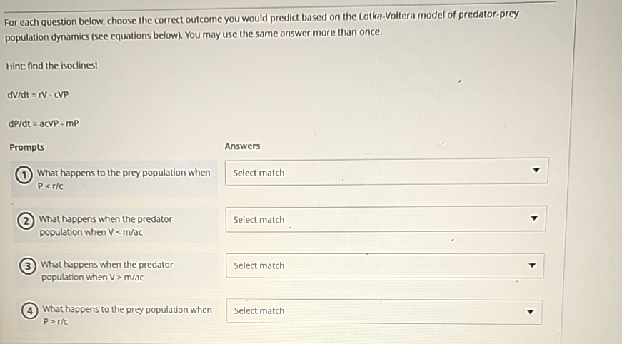 Solved For each question below, choose the correct outcome | Chegg.com