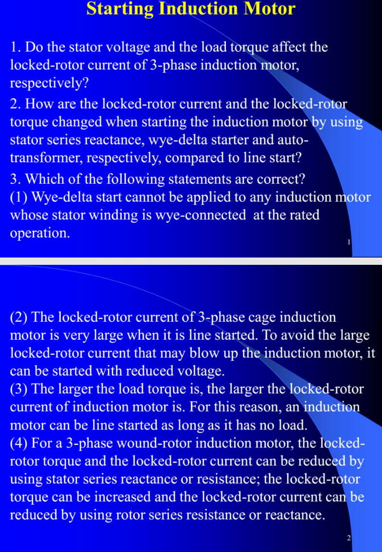 Solved Starting Induction Motor1. ﻿Do the stator voltage and | Chegg.com