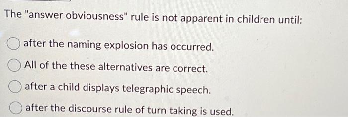 Solved The "answer obviousness" rule is not apparent in | Chegg.com