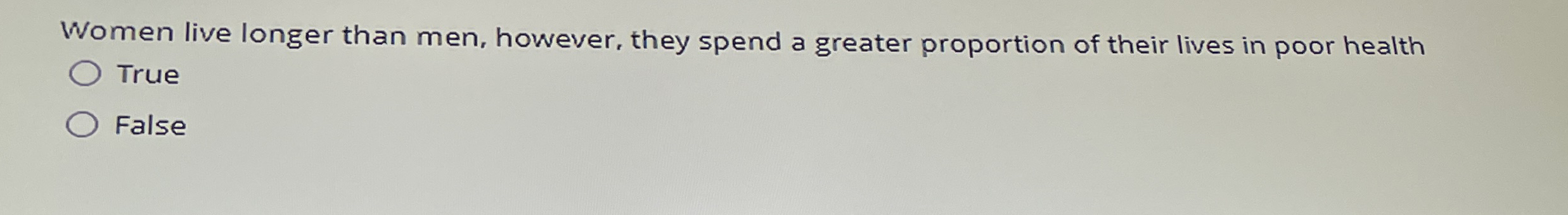 Solved Women live longer than men, however, they spend a | Chegg.com