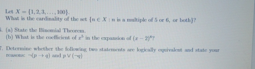 Let x={1,2,3,dots,100}.What is the cardinality of the | Chegg.com