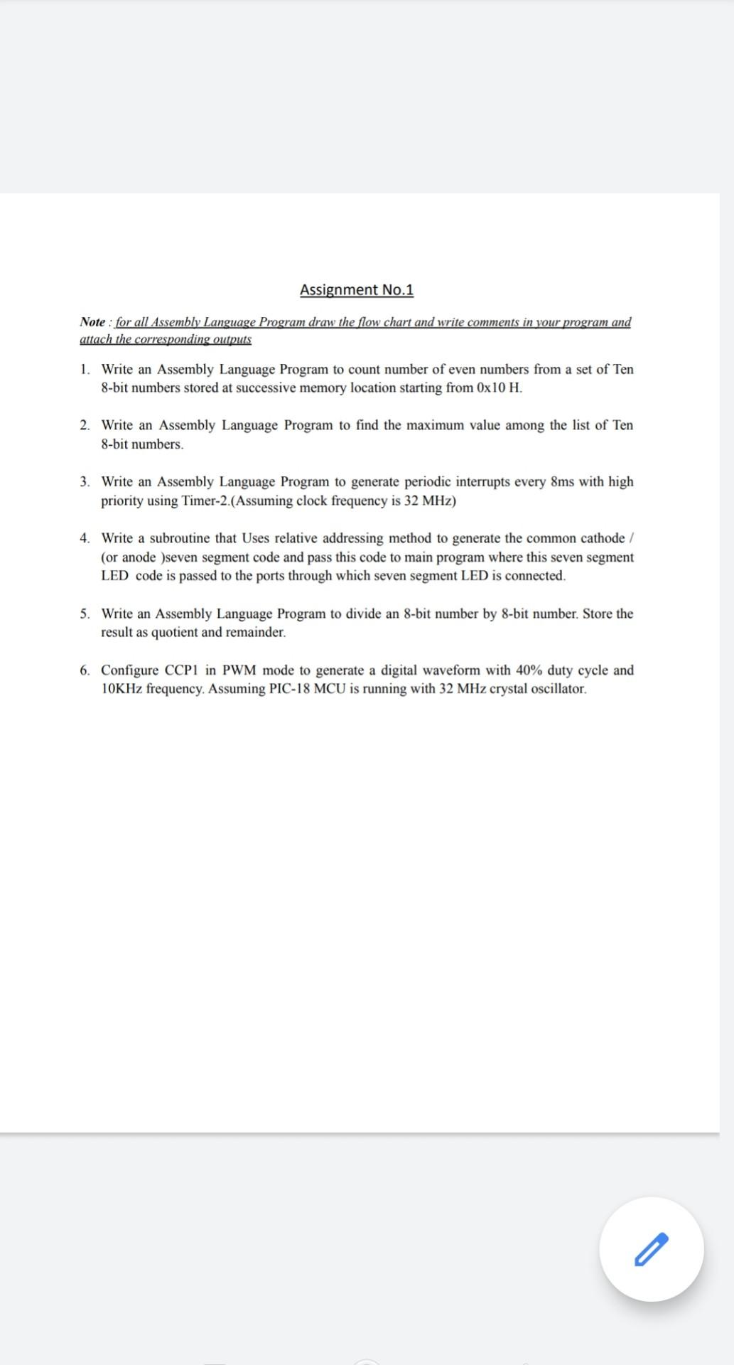Solved Assignment No.1 Note : for all Assembly Language | Chegg.com