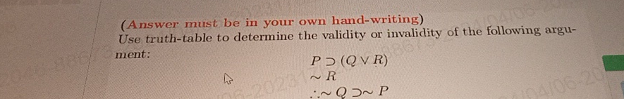 Solved (Answer must be in your own hand-writing)Use | Chegg.com