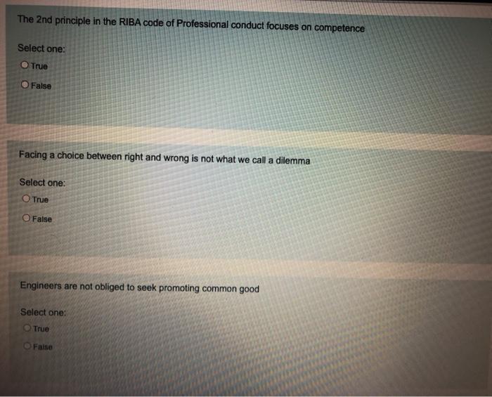 Solved The 2nd principle in the RIBA code of Professional | Chegg.com