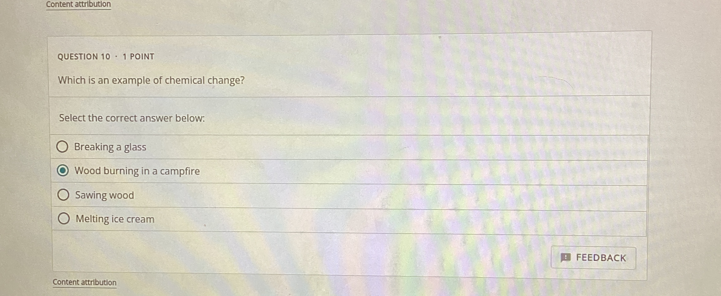 Solved Content attributionQUESTION 10 * 1 ﻿POINTWhich is an | Chegg.com