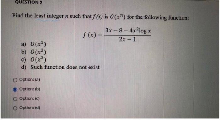 Solved Find the least integer n such that f(x) is O(xn) for | Chegg.com