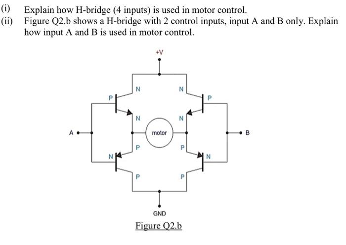 Solved (i) (ii) Explain how H-bridge (4 inputs) is used in | Chegg.com