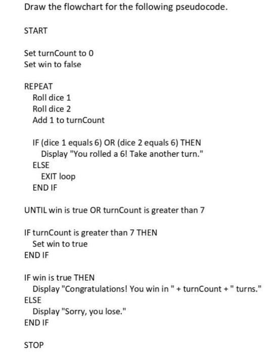 Solved Draw the flowchart for the following pseudocode. | Chegg.com