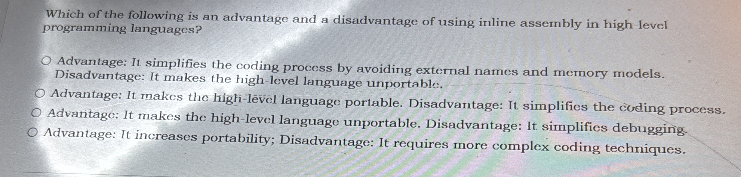 Solved Which of the following is an advantage and a | Chegg.com