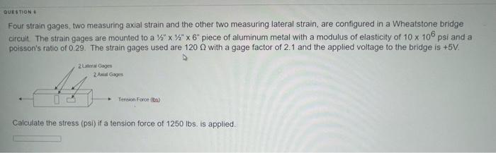 Solved Four strain gages, two measuring axial strain and the | Chegg.com
