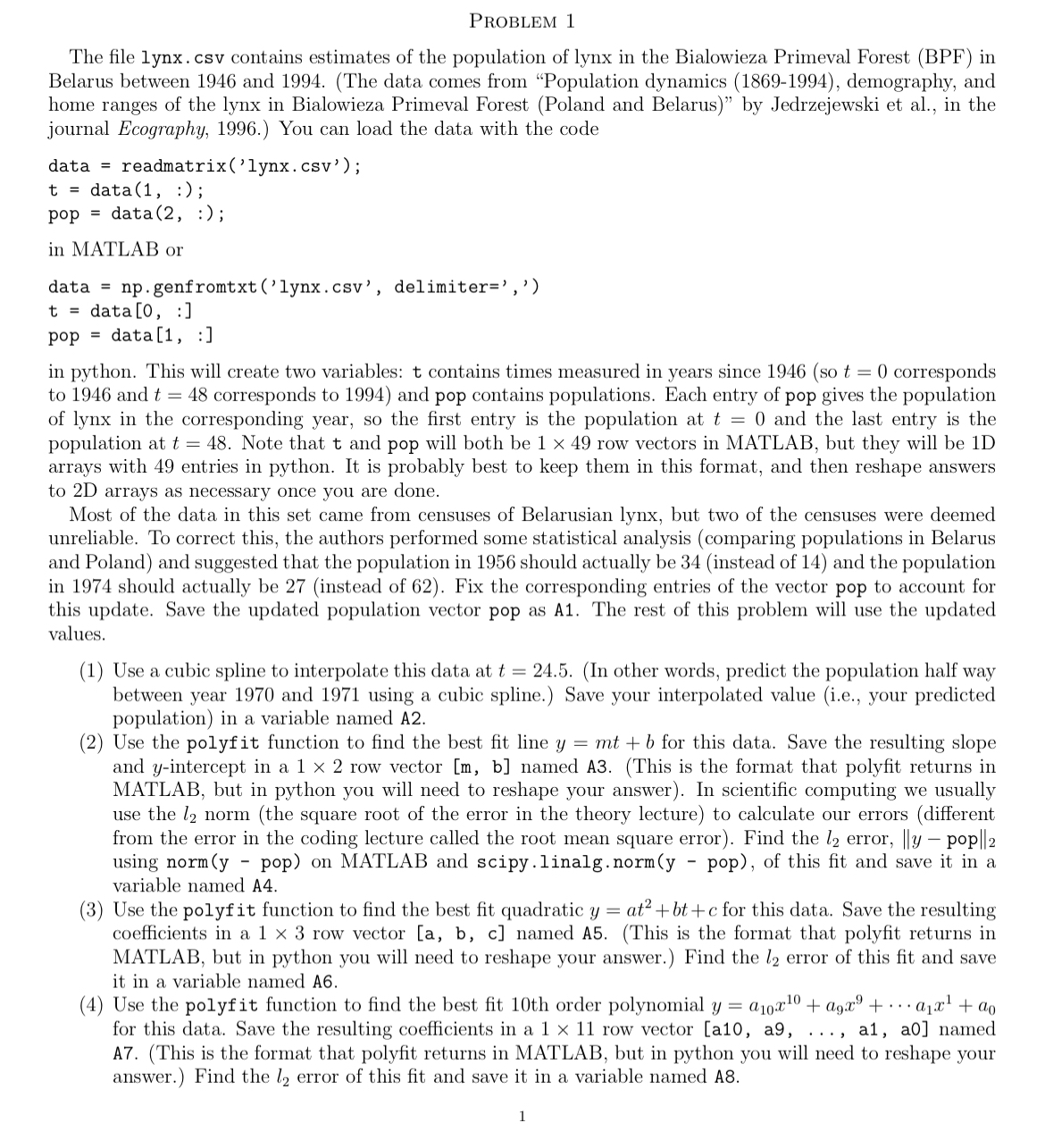 Solved AMATH 301 ﻿RahmanCoding Project 6Due Thursday, | Chegg.com